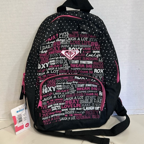 Roxy | Accessories | Nwt Roxy Teenie Wahine Pink And Black Backpack ...